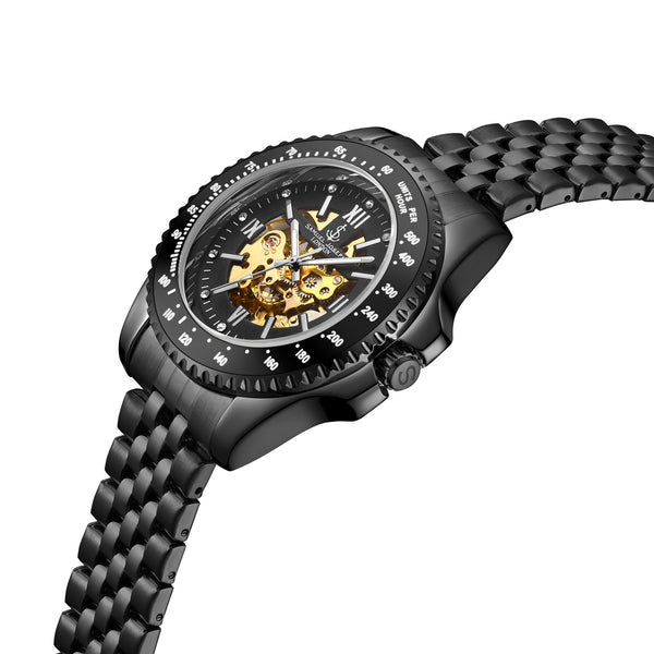 Limited Edition Skeleton Mechanism Black Designer Mens watch - Samuel ...