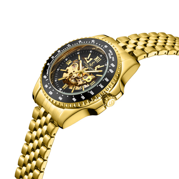 Limited Edition Skeleton Mechanism Gold Designer Mens watch - Samuel ...