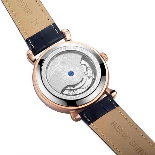 Samuel Joseph Limited Edition Navy & Gold Automatic Skeleton Luxury ...